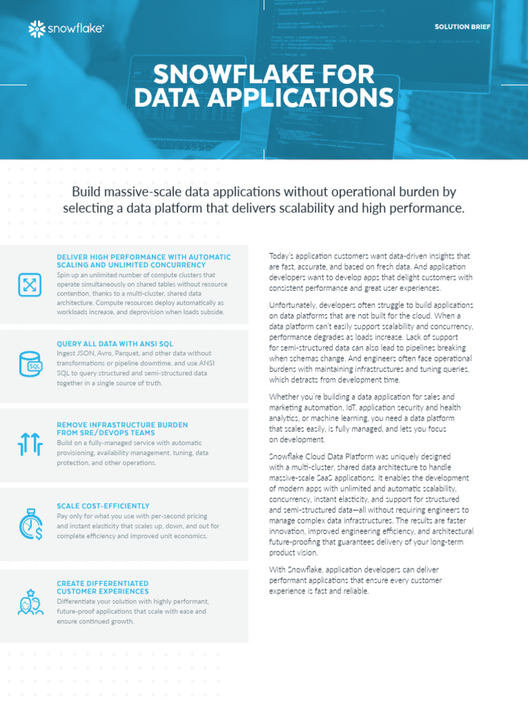 Snowflake For Data Applications | PDF | Cloud Computing | Scalability