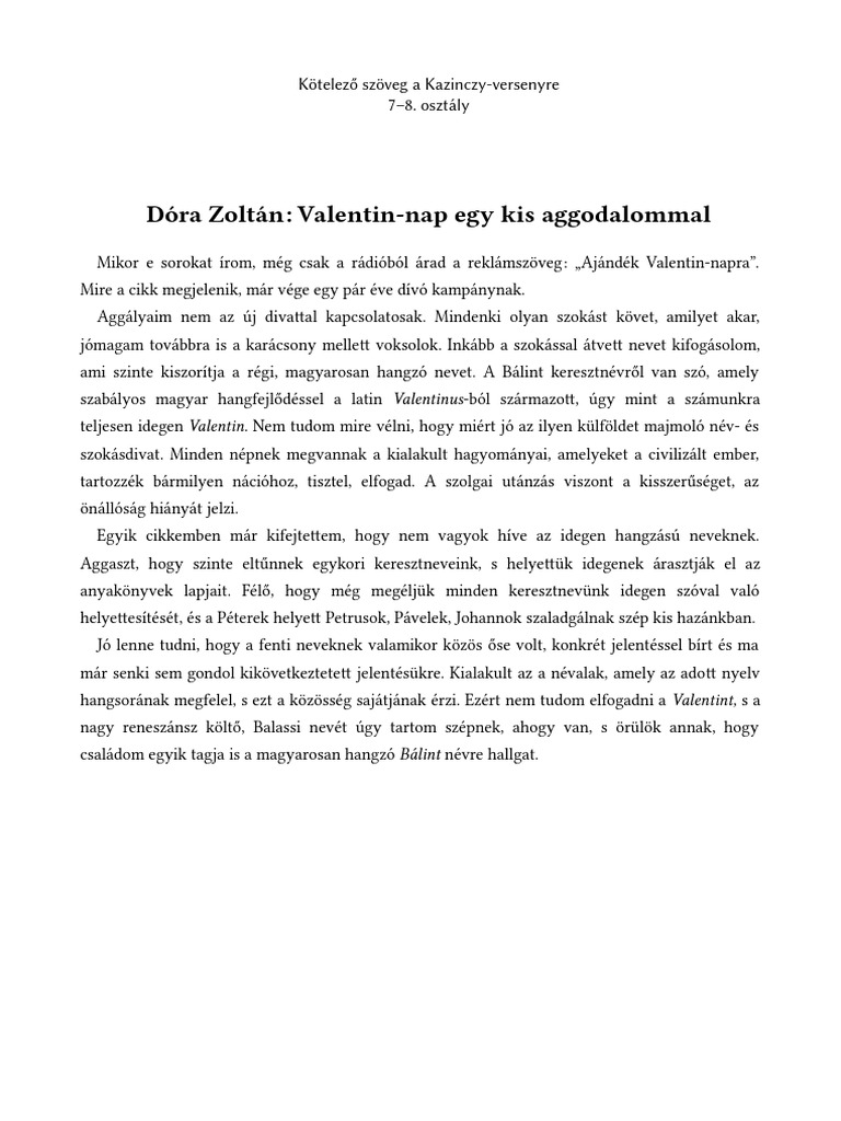 7 8 Köt Dóra Zoltán Valentin Nap Egy Kis Aggodalommal | PDF