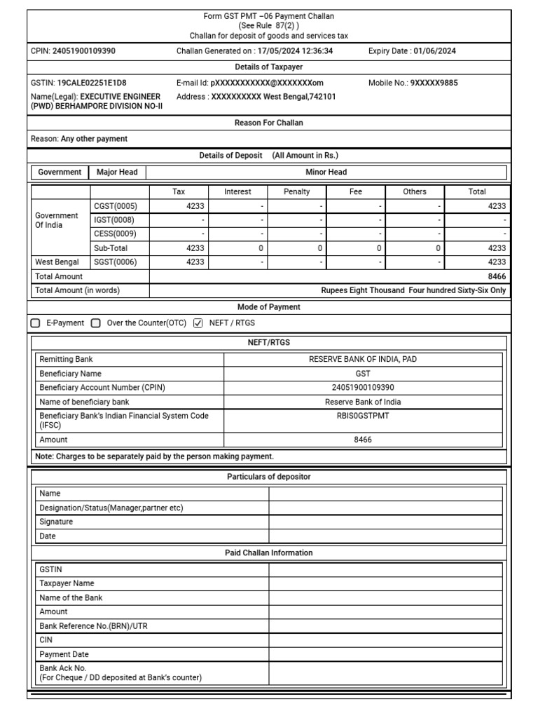 GST-CHALLAN (1) | PDF | Government Finances | Payments