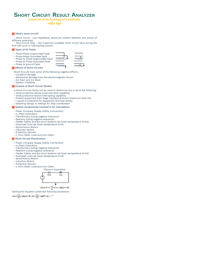 Short Circuit Fault Analysis Guide | PDF | Transformer | Electrical ...