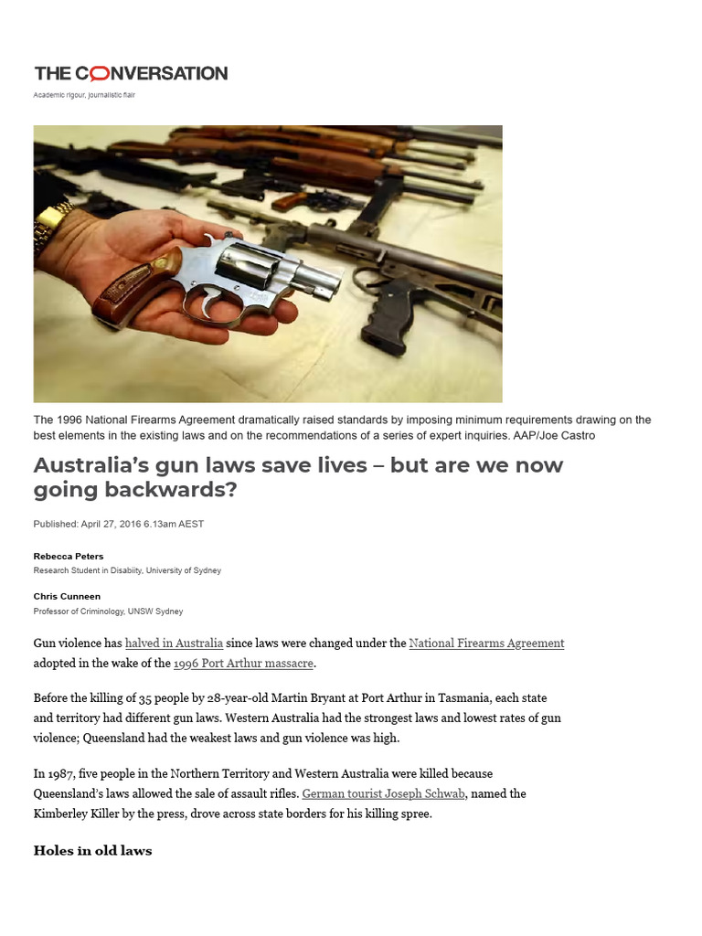 Australia's Gun Laws Save Lives - But Are We Now Going Backwards | PDF ...