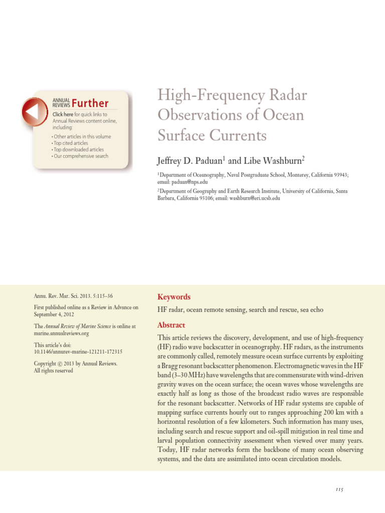 2013，High-Frequency Radar Observations of Ocean Surface Currents | PDF ...
