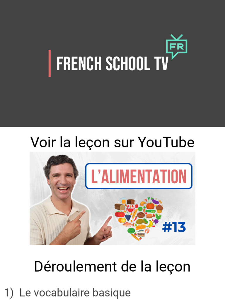 Vocabulaire française B1- Parler de l'alimentation | PDF