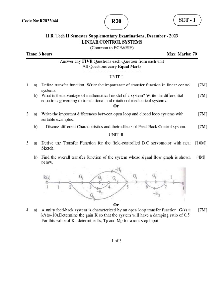 Linear Control Systems Dec 2023 | PDF | Applied Mathematics | Control Theory