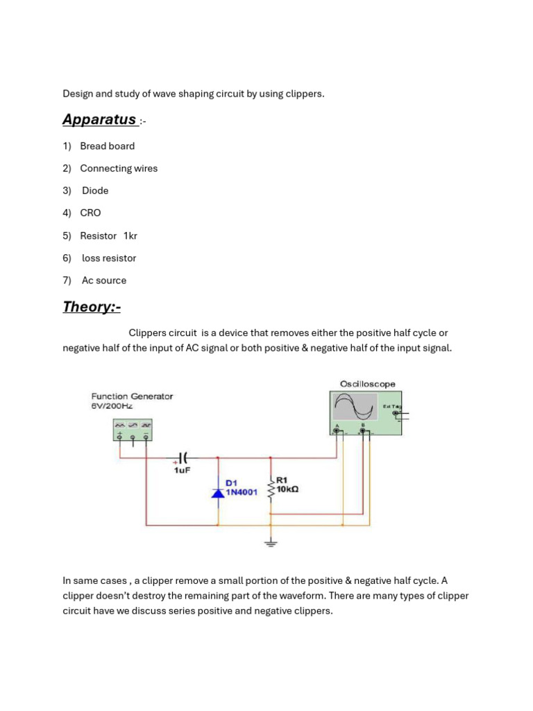 Clipper Circuit Design on Breadboard | PDF