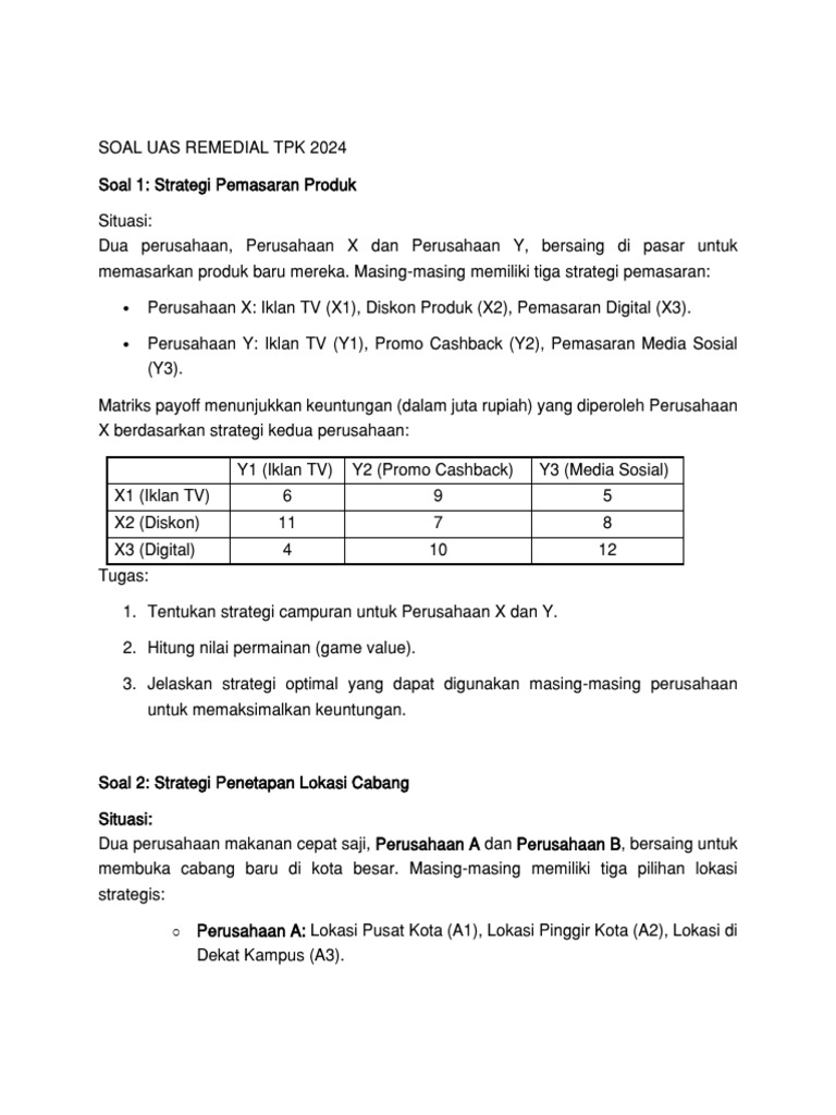 Soal Uas Remedial TPK 2024 | PDF