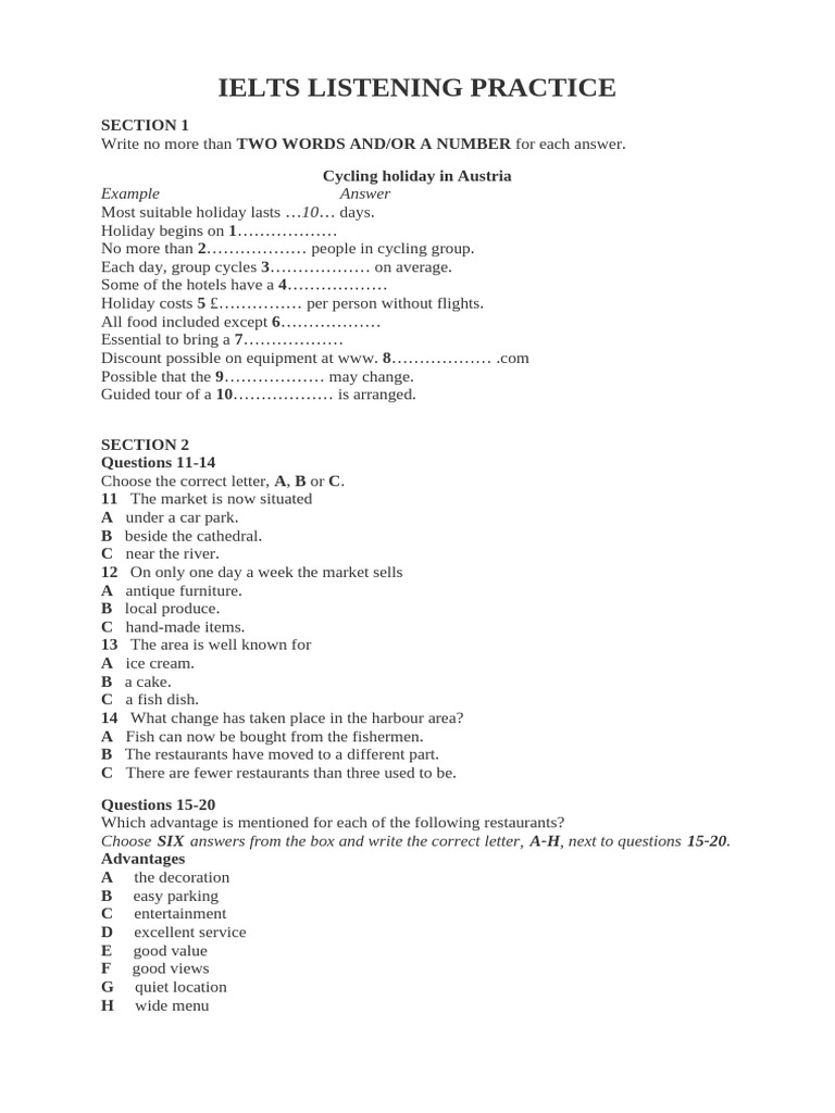 Ielts Listening Practice Overview Pdf