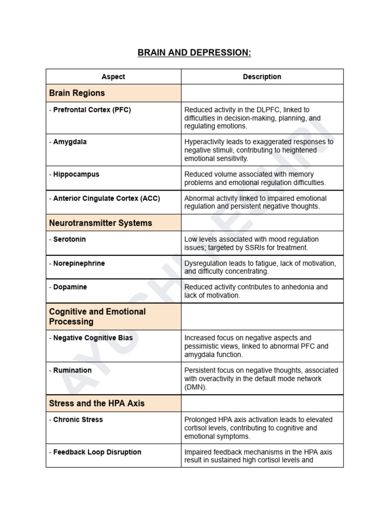 Brain Regions and Depression Insights | PDF | Hypothalamic–Pituitary ...