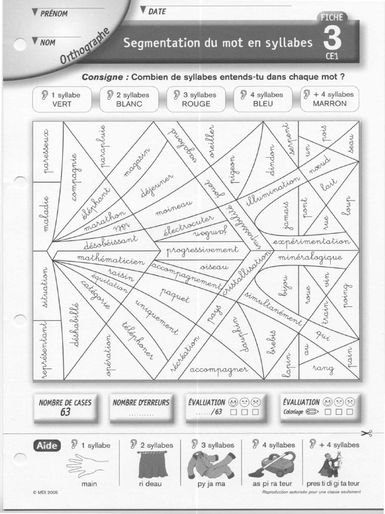 Coloriage Magique LECTURE CE1 03 Syllabes | PDF