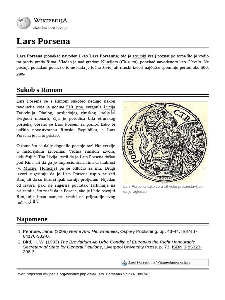 (500 п.н.е.) Lars Porsena | PDF