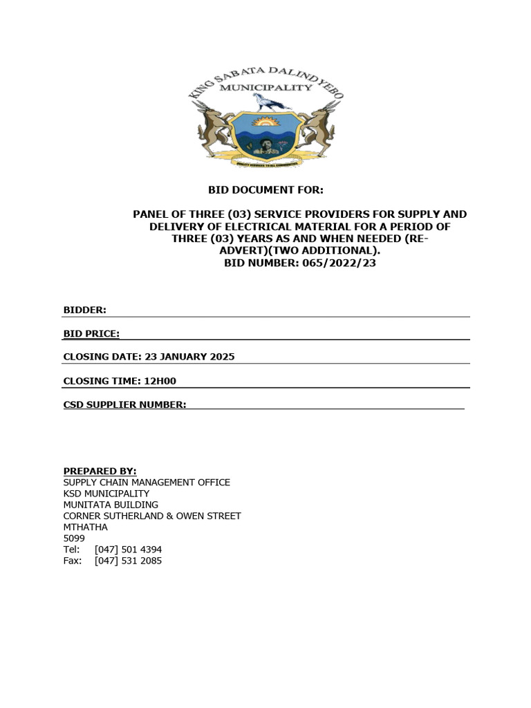 TENDER DOCUMENT Electrical Material.2024 | PDF | Indemnity | Value ...