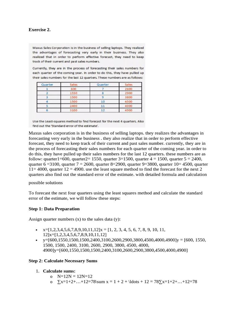 Exercise 2 Management Accounting S6 | PDF | Errors And Residuals | Forecasting