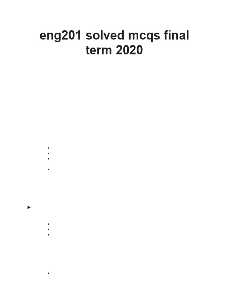 Eng201 Solved Mcqs Final Term 2020 | PDF | Interview | Information