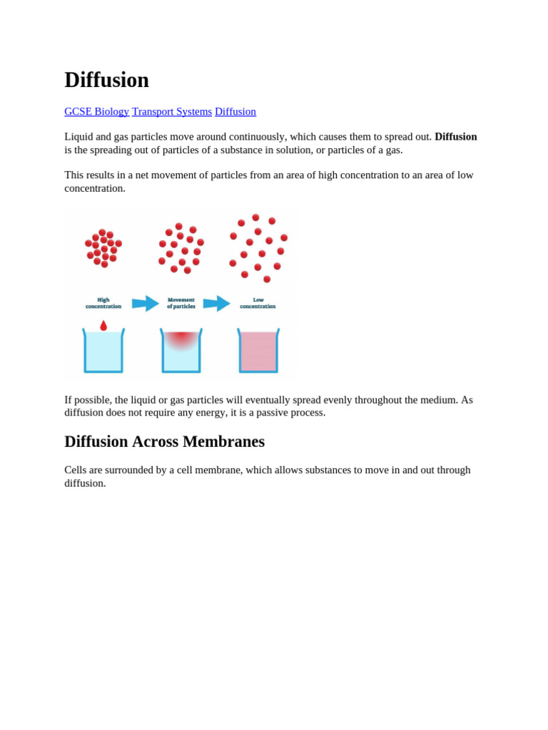 Understanding Diffusion in Biology | PDF