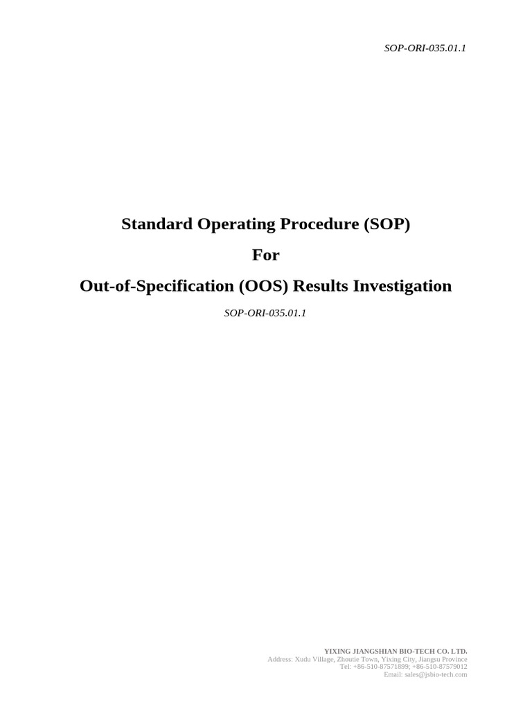 SOP OOS | PDF | Specification (Technical Standard)