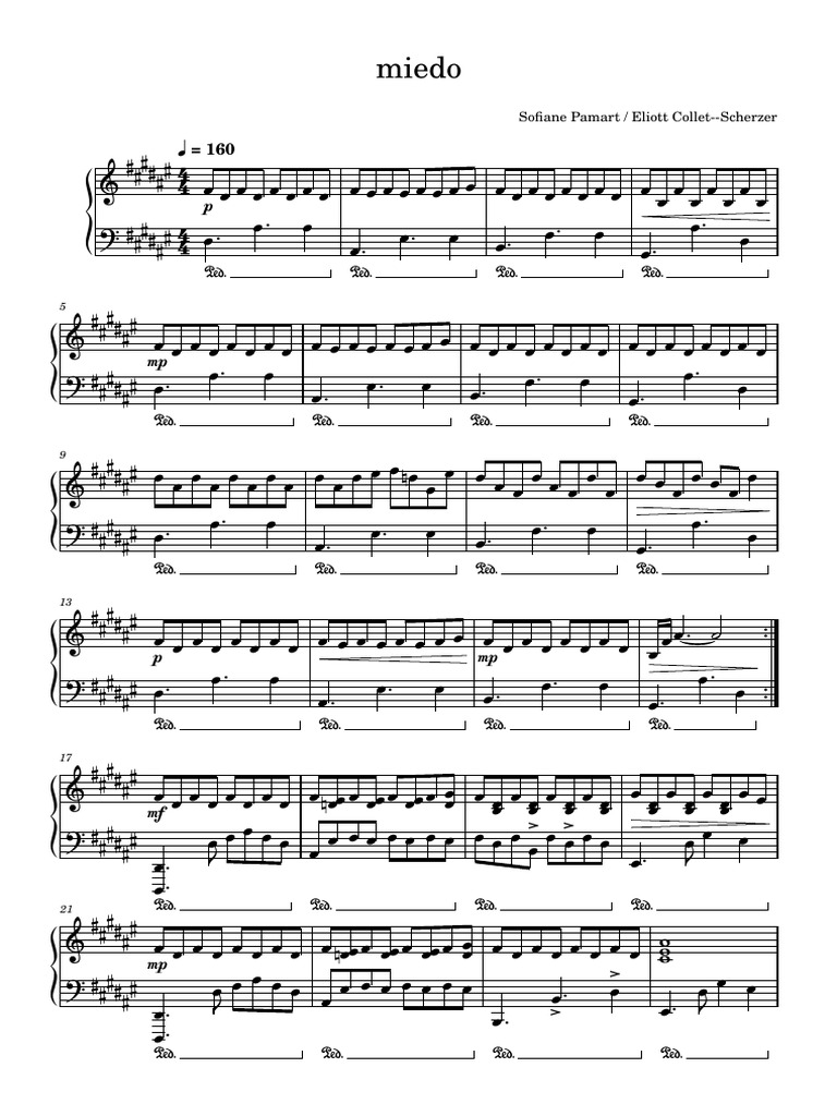 Miedo Piano Sheet Music by Pamart | PDF