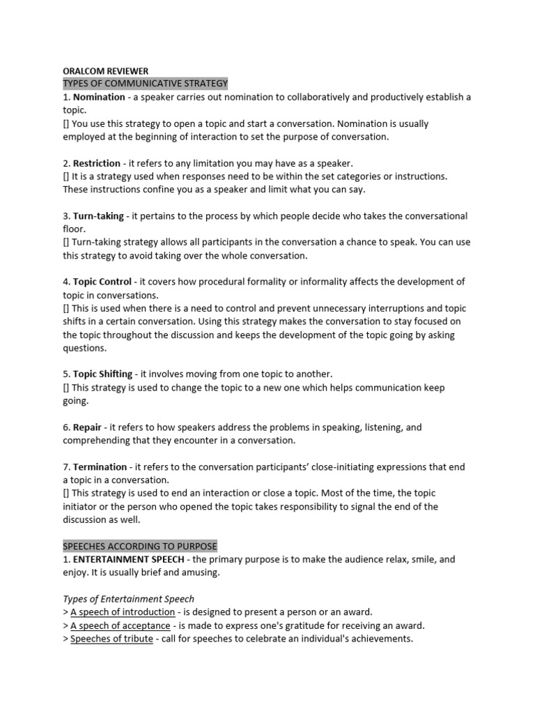 Oral Communication Reviewer | PDF | Communication | Conversation
