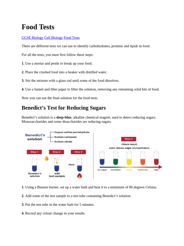 Food Tests | PDF