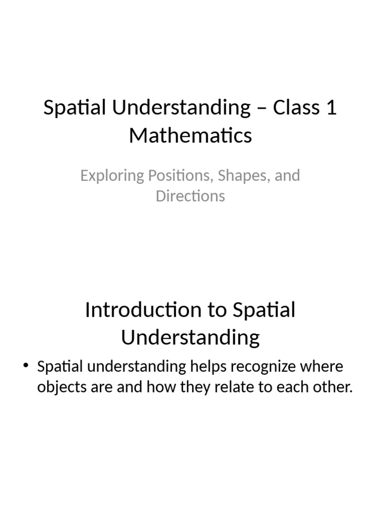 Spatial Understanding Class 1 Math | PDF