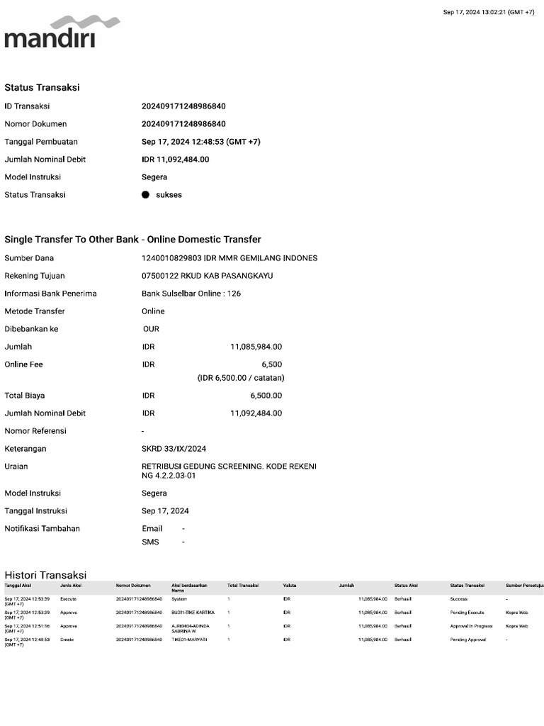 Pembayaran SKRD Gedung Screening | PDF