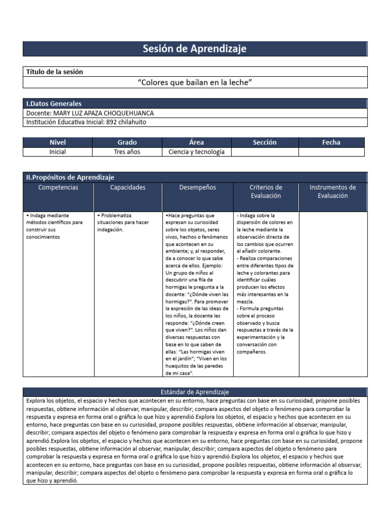 Colores Que Bailan en La Leche | PDF | Curiosidad | Experimentar