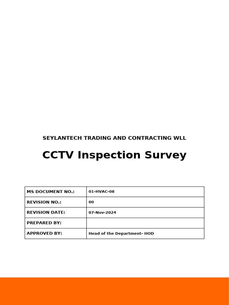 Method Statement For CCTV Inspection Survey | PDF | Closed Circuit Television | Camera