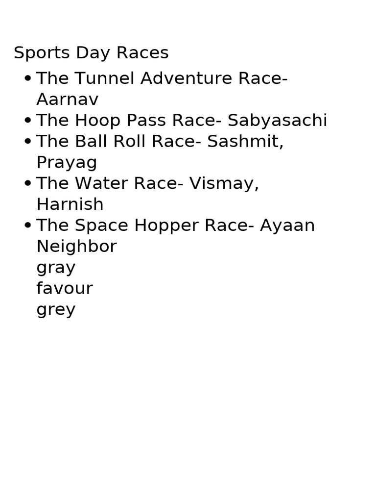 Sports Day Races | PDF