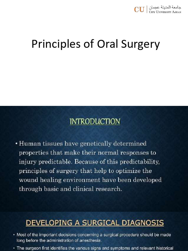 01.week 1. Chapter 1. CLO1.Principles of Oral Surgery | PDF