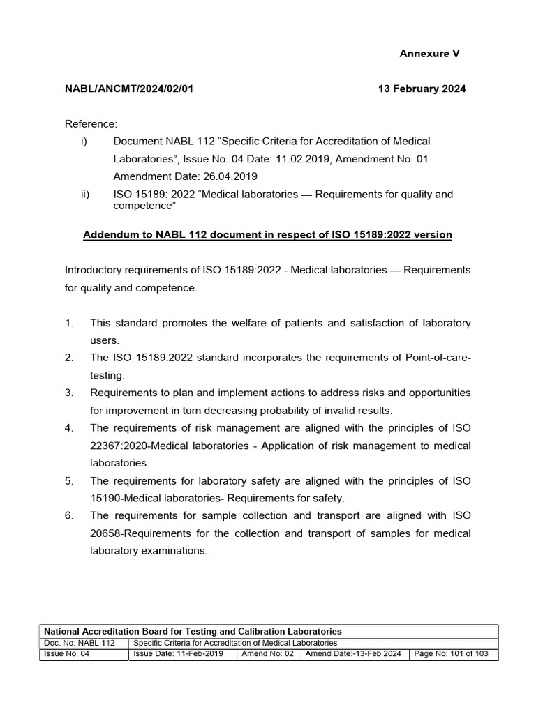 Addendum To NABL 112 Document | PDF | Calibration | Verification And ...