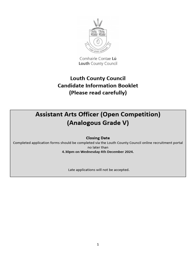 Candidate Booklet Assistant Arts Officer 2024 | PDF | Salary | Pension