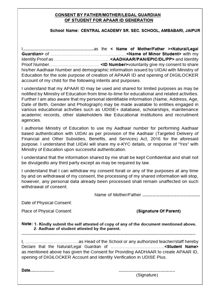 Apaar Id Form | PDF