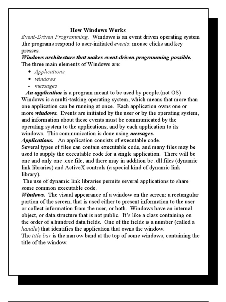 Event-Driven Programming. Windows Is An Event Driven Operating System | PDF | Library (Computing ...
