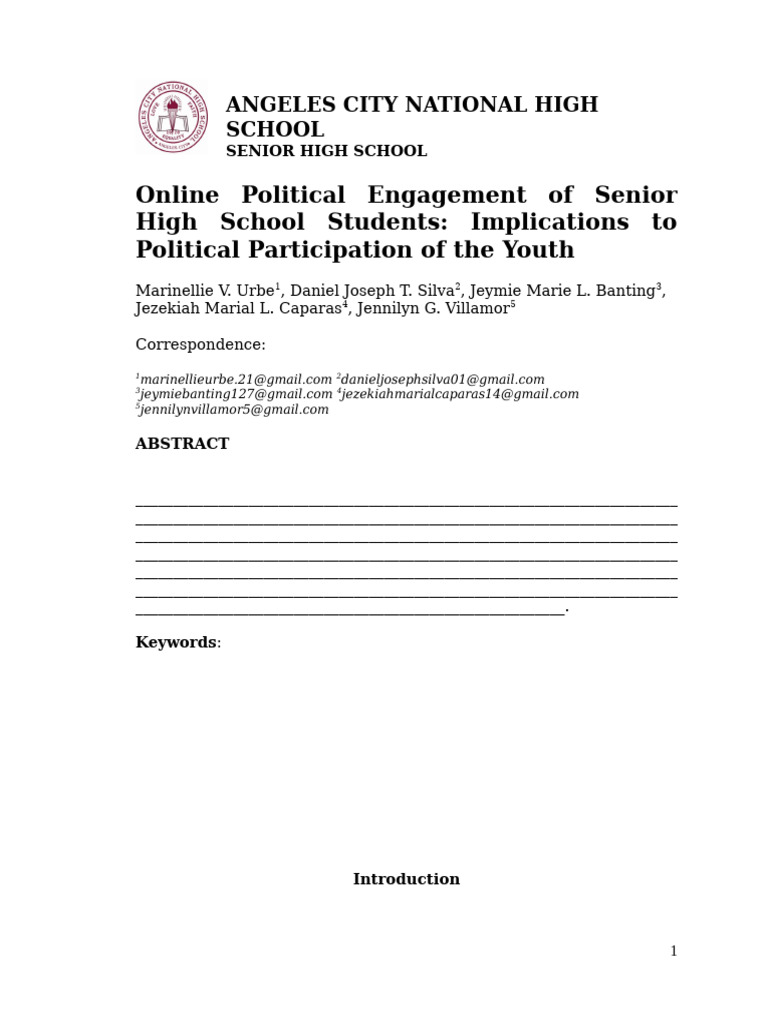 Youth Political Engagement Study Pdf