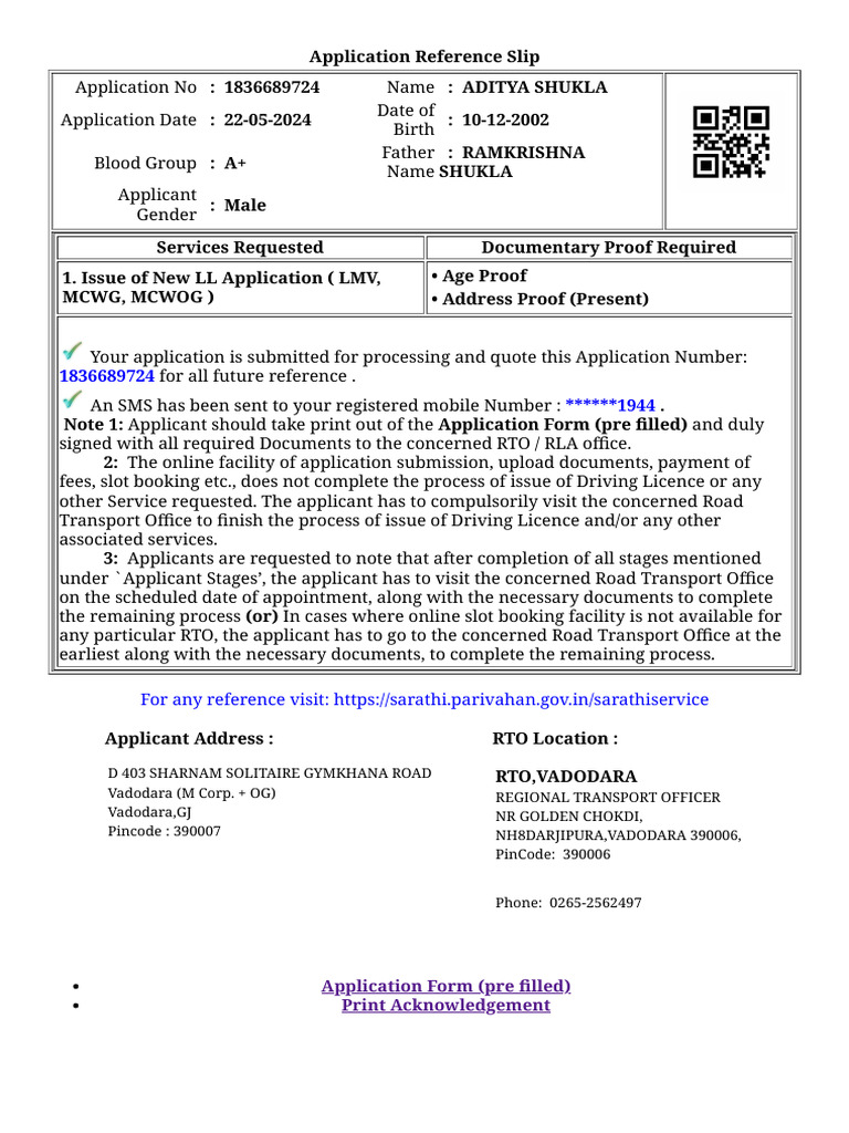 New LL Acknowledgement | PDF