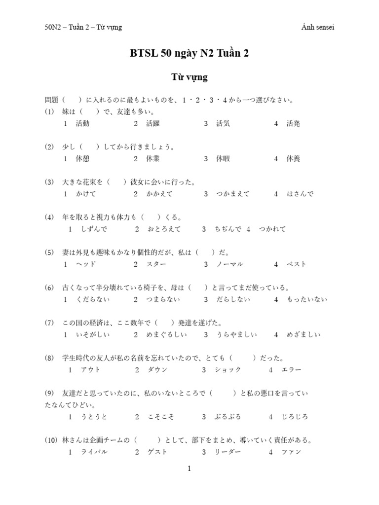 (50N2 M8) BTSL Tuần 2 TV MD4 - NH MD4 (Đề) | PDF