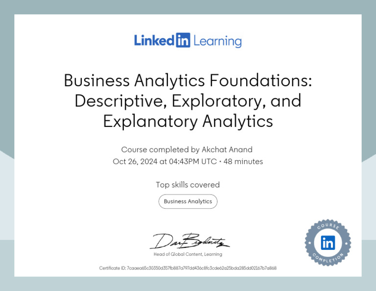 CertificateOfCompletion - Business Analytics Foundations Descriptive ...