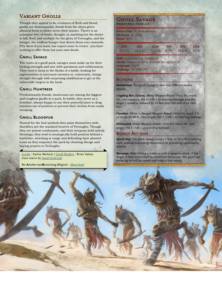 Gnoll Variants - The Homebrewery | PDF | Role Playing Games
