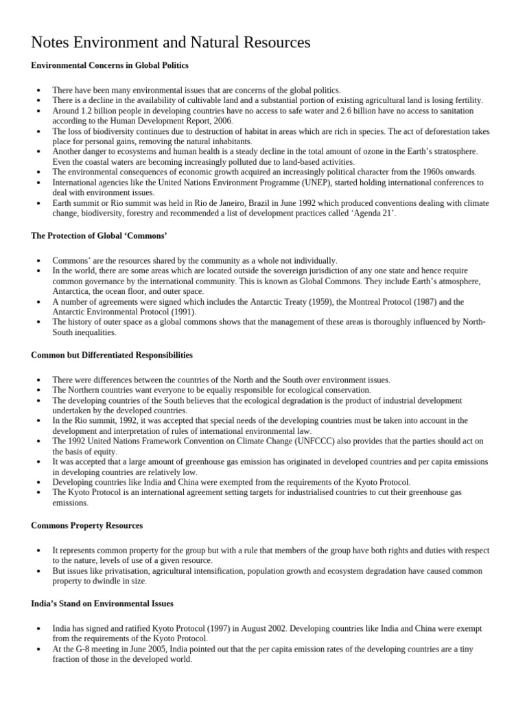 Global Environmental Politics Overview | PDF | Kyoto Protocol | United ...
