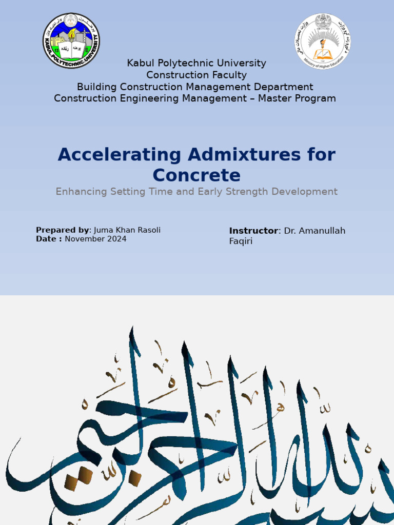 Juma Khan Rasoli (Accelerating Admixtures For Concrete) | PDF | Concrete | Materials