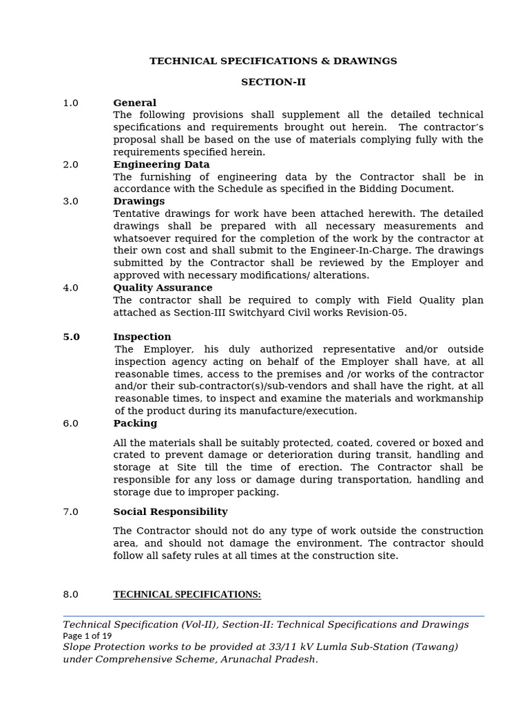 Section-II Technical Specifications & Drawings | PDF | Nonwoven Fabric | Soil
