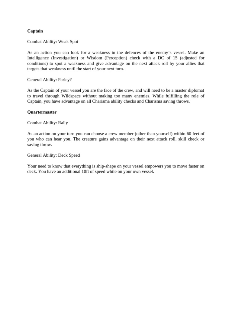 Spelljammer Crew Abilities Guide | PDF | Ships