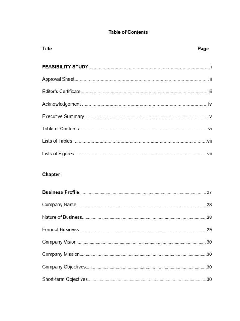 Table of Contents For Thesis Feasib | PDF | Expense | Demand