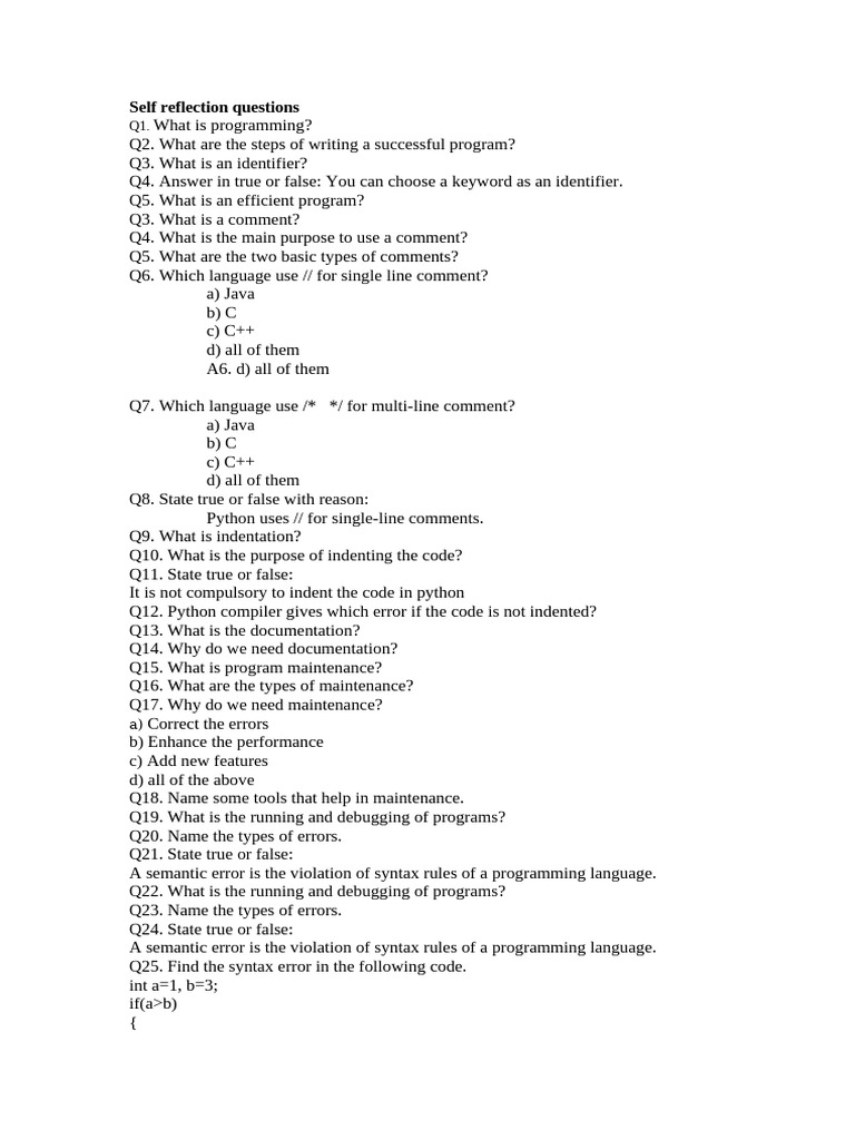BCS 311 SE L9 Self Reflection Questions | PDF