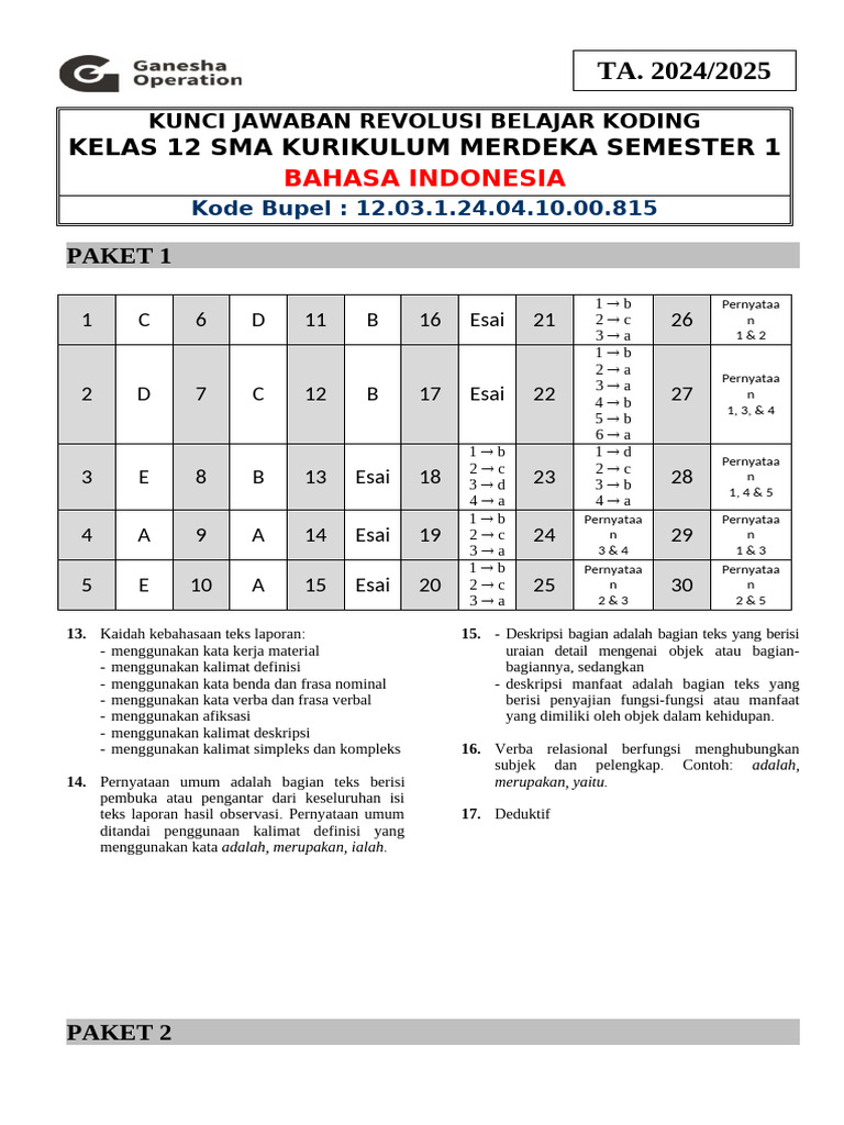 Kunci Jawaban Koding Kelas 12 | PDF