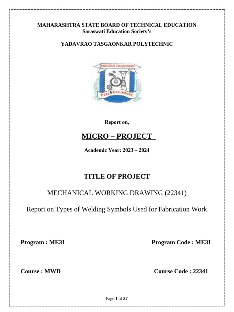 ME3I - MICROPROJECT - MWD - Azharuddin Agalave | PDF | Welding | Construction