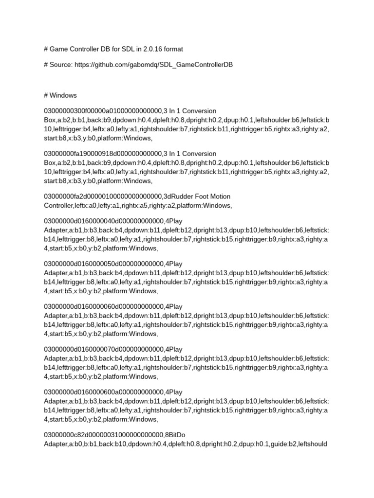 SDL Game Controller Database | PDF | Video Game Hardware | Video Game ...