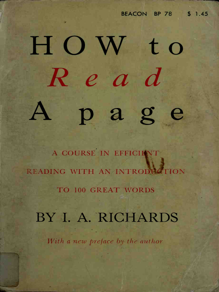 How To Read A Page A Course in Efficient Reading, With An Introduction ...