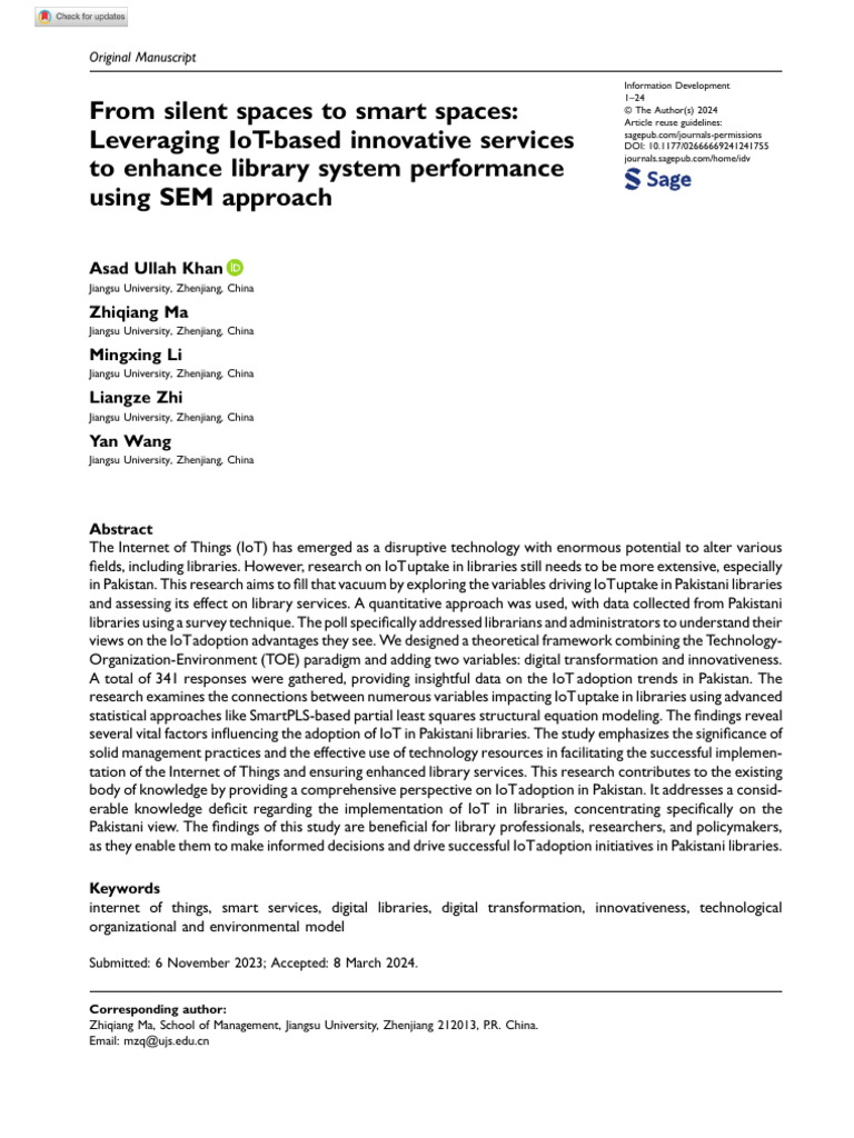 Khan Et Al 2024 From Silent Spaces To Smart Spaces Leveraging Iot Based Innovative Services To ...