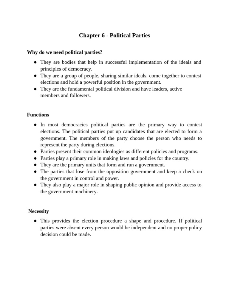 CBSE Class 10 Political Science (Civics) Chapter 6 Notes - Political ...