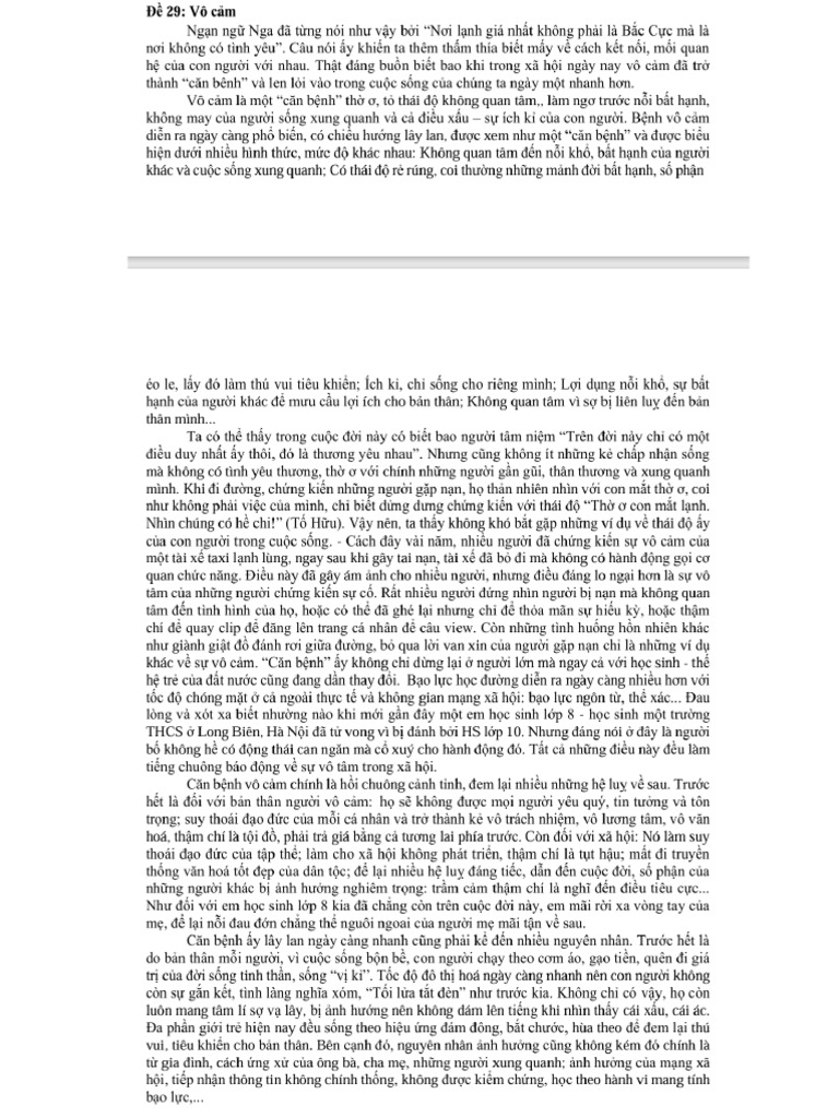 NLXH Vô cảm | PDF